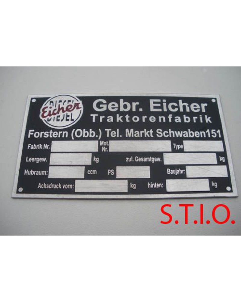 Eicher 106x60mm typeplaat